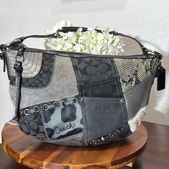 Coach | Bags | Coach Vintage Tonal Patchwork Soho Hobo Bag Black Multi ...